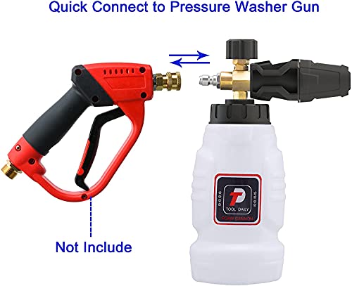 Tool Daily Foam Cannon, 1/4 Inch Quick Connect, Power Washer Foam Cannon with 5 Pressure Washer Nozzles,1 Liter