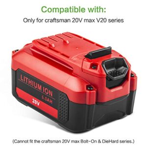 TREE.NB CMCB205 6000mAh 20V Battery Replacement for Craftsman V20 MAX Lithium Ion Battery CMCB204 CMCB202 CMCB201 CMCB104 CMES510 Cordless Power Tool Battery Only for Craftsman 20V Max V20 Series