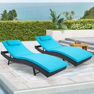 Incbruce Patio Chaise Lounge Chairs Set, Outdoor Reclining Chaise with Adjustable Backrest, PE Rattan Steel Frame Pool Lounge Chairs of 2