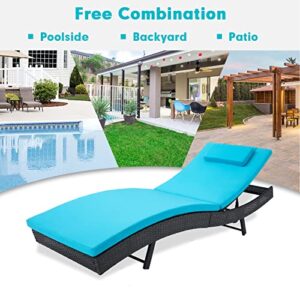 Incbruce Patio Chaise Lounge Chairs Set, Outdoor Reclining Chaise with Adjustable Backrest, PE Rattan Steel Frame Pool Lounge Chairs of 2