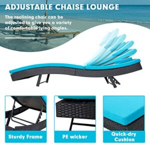 Incbruce Patio Chaise Lounge Chairs Set, Outdoor Reclining Chaise with Adjustable Backrest, PE Rattan Steel Frame Pool Lounge Chairs of 2