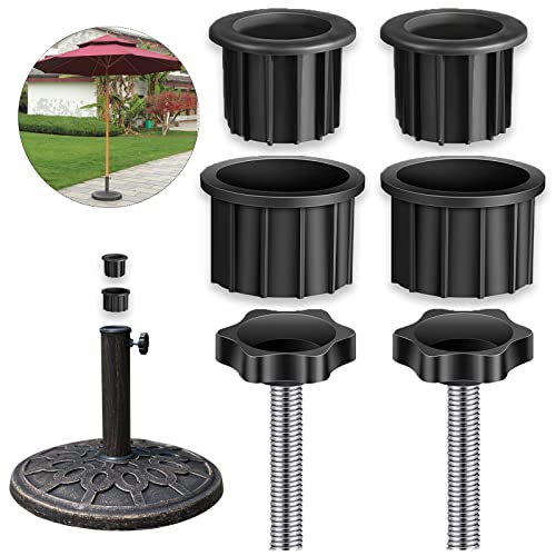 6PCS Umbrella Parasol Base Stand Hole Ring Plug Cover and Cap, 1.5 Inch and 1.9 Inch, Patio Umbrella Stand Replacement Parts for Patio Table, Balcony, Decks, Docks, Backyard, Black