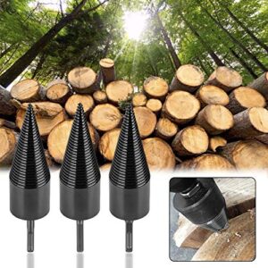 LATTOOK Firewood Log Splitter 42mm Wood Splitter Drill, 3 Pcs Heavy Duty Drill Screw Cone Driver, Portable Wood Cut Tool Removable Firewood Kindling Splitter Screw for Hand Drill Stick