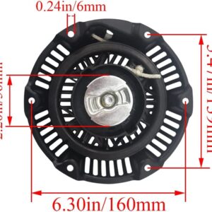 WOTIAN Briggs and Stratton Pull Start Assembly Recoil Starter 163cc 208cc 590607 797276 for Generator Mini Bike Parts Black 6 Holes with 130cm Rope