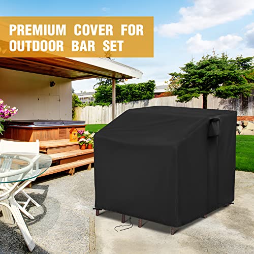 Guisong 41 Inch Waterproof Outdoor Bar Set Cover, Protective Patio Bar Set Cover for Wicker Bar Table Set/Balcony Bar Set with Stools-Black