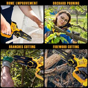 Mini Chainsaw 6-Inch Cordless, 26.2ft/s chain speed, 775 Powerful motor Mini chain saws, Tool Free Bar ​and Chain Adjustments, Handheld Small Chainsaw for Wood Cutting Tree Trimming