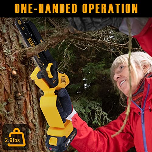 Mini Chainsaw 6-Inch Cordless, 26.2ft/s chain speed, 775 Powerful motor Mini chain saws, Tool Free Bar ​and Chain Adjustments, Handheld Small Chainsaw for Wood Cutting Tree Trimming