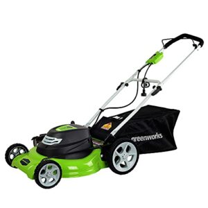 greenworks 12 amp 20-inch 3-in-1electric corded lawn mower, 25022