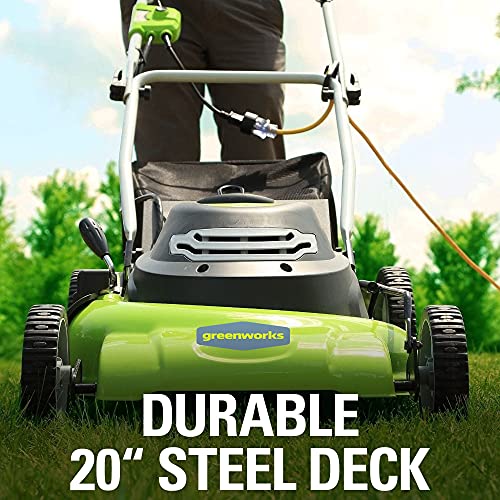 Greenworks 12 Amp 20-Inch 3-in-1Electric Corded Lawn Mower, 25022