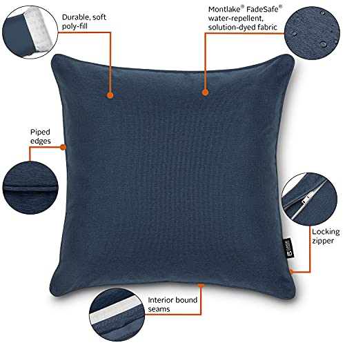 Classic Accessories 56-475-01FadeSafe15501-2PK Montlake FadeSafe Indoor/Outdoor, 20 x 20 x 8 Inch, 2 Pack, Heather Indigo Outdoor Throw Pillows