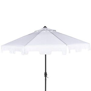 safavieh pat8000k outdoor collection zimmerman white uv resistant 9 ft crank market push button tilt flap umbrella