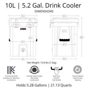 CAMP-ZERO 20L Drink Cooler with 2 Molded-in Beverage Holders