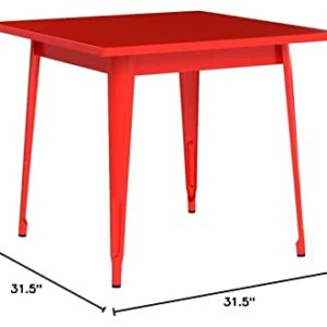 Flash Furniture Commercial Grade 31.5" Square Red Metal Indoor-Outdoor Table