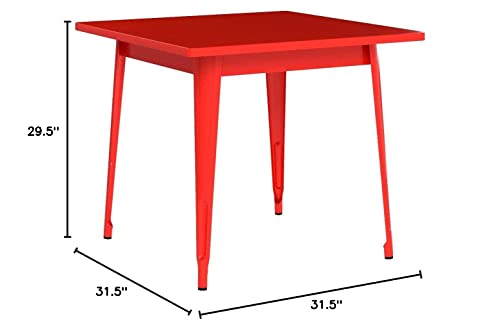 Flash Furniture Commercial Grade 31.5" Square Red Metal Indoor-Outdoor Table