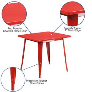 Flash Furniture Commercial Grade 31.5" Square Red Metal Indoor-Outdoor Table