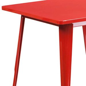 Flash Furniture Commercial Grade 31.5" Square Red Metal Indoor-Outdoor Table