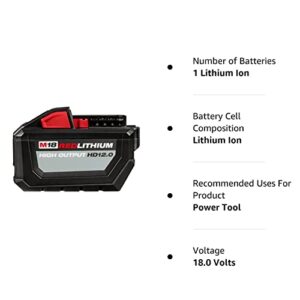 Milwaukee M18 18-Volt Lithium-Ion High Output Battery Pack 12.0Ah