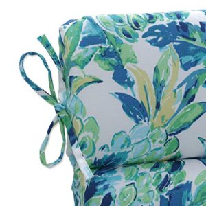 Pillow Perfect Outdoor/Indoor Vida Opal Round Corner Chair Cushion, 40.5" x 21", Blue