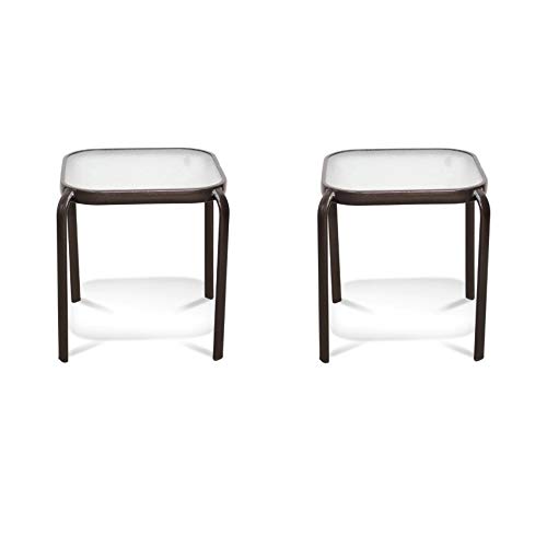 Outdoor End Table Never Rust Aluminum and Glass (2 Piece, Bronze)