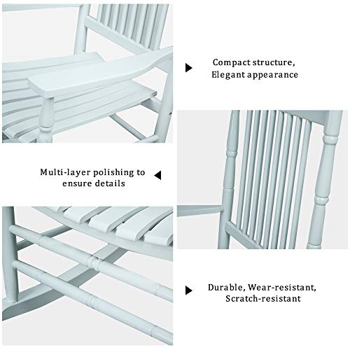 Caymus Solid Hardwood Outdoor Rocking Chair Country Plantation Porch Rocker Provide Comfortable Seating on Patio or Deck (Chair, White)