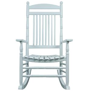 Caymus Solid Hardwood Outdoor Rocking Chair Country Plantation Porch Rocker Provide Comfortable Seating on Patio or Deck (Chair, White)