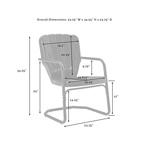 Crosley Furniture Ridgeland Retro Metal Chair, Red