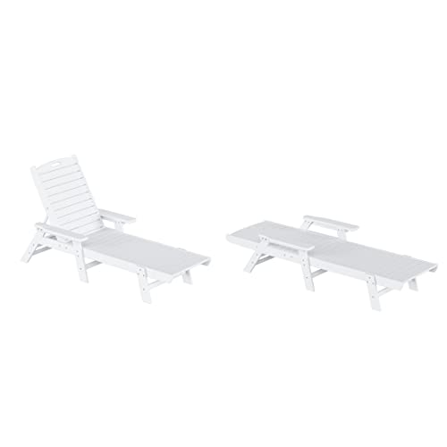 WO Poly Reclining Chaise Lounge (Set of 2), White