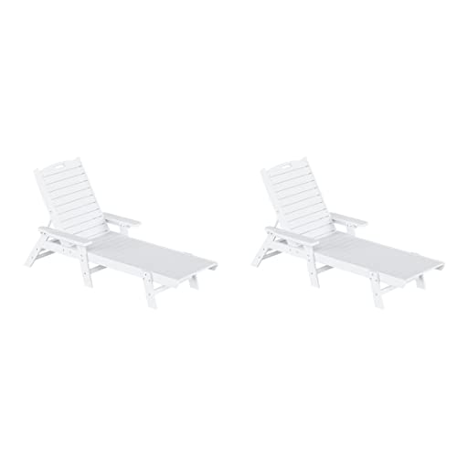 WO Poly Reclining Chaise Lounge (Set of 2), White