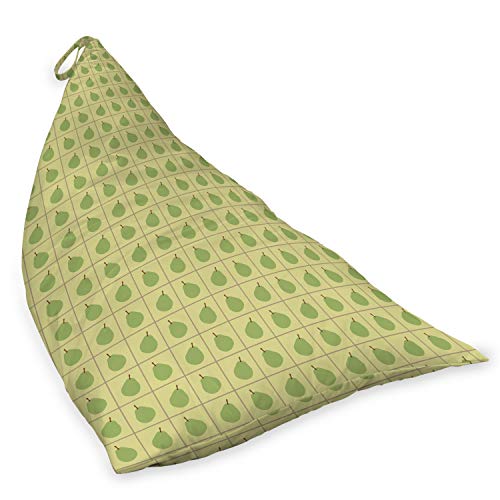 Lunarable Pear Lounger Chair Bag, Repetitive Pattern of Fruit in Squares, High Capacity Storage with Handle Container, Lounger Size, Pale Green Yellow Green