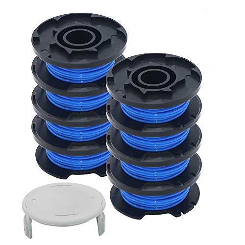 String Trimmer Spool Weed Eater Spools Single Line 11ft 0.065 by Primeswift fit for Ryobi One+ 18V 24V 40V,with 11ft 0.065" Auto Feed Cordless 29252 and 522994001 Cap Covers (8 Spools+1 Cap)