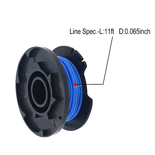 String Trimmer Spool Weed Eater Spools Single Line 11ft 0.065 by Primeswift fit for Ryobi One+ 18V 24V 40V,with 11ft 0.065" Auto Feed Cordless 29252 and 522994001 Cap Covers (8 Spools+1 Cap)