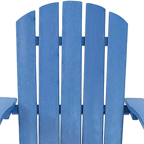 Sunnydaze All-Weather Blue/White Outdoor Adirondack Chairs with Drink Holders - Set of 2 - Heavy Duty HDPE Weatherproof Patio Chair - Ideal for Lawn, Garden, and Around The Firepit