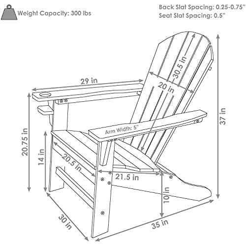 Sunnydaze All-Weather Blue/White Outdoor Adirondack Chairs with Drink Holders - Set of 2 - Heavy Duty HDPE Weatherproof Patio Chair - Ideal for Lawn, Garden, and Around The Firepit