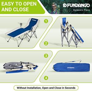 FUNDANGO Outdoor Lounge Reclining Camping Chair, Oversized, Blue/Beige