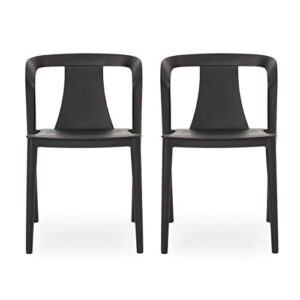 christopher knight home ianthe outdoor dining chair (set of 2), black