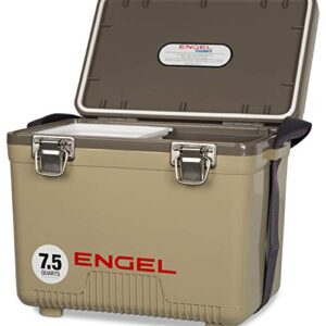 Engel UC7 7.5qt Leak-Proof, Air Tight, Drybox Cooler and Small Hard Shell Lunchbox for Men and Women in Tan