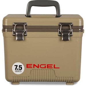 Engel UC7 7.5qt Leak-Proof, Air Tight, Drybox Cooler and Small Hard Shell Lunchbox for Men and Women in Tan