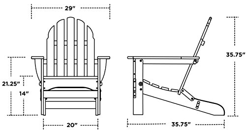 POLYWOOD AD5030LI Classic Folding Adirondack Chair, 29W x 35D x 34H, Lime