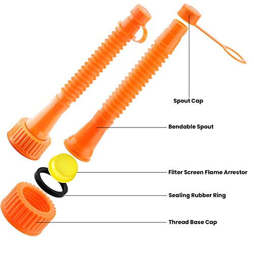 Gas Can Spout Replacement, Gas Can Nozzle Kit with Screw Collar Caps, Gasket Stopper,and 2 Kinds Gas Can Vent Cap for Most Style Gas Can, Highly Fitted, Smoothly Flow (4 Kit)