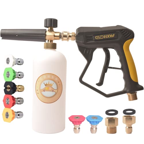 GDHXW X-887 High Pressure Washer Gun Snow Foam Lance Cannon Foam Blaster 2 Adapter 7 Pressure Washer Nozzles,for Car Washing