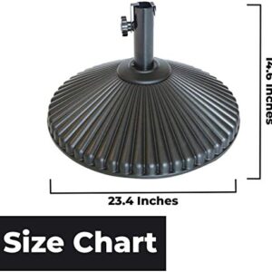 Abba Patio 50lb Patio Umbrella Base Water Filled 23" Round Recyclable Plastic Outdoor Market Umbrella Stand Base for Deck, Lawn, Garden, Black