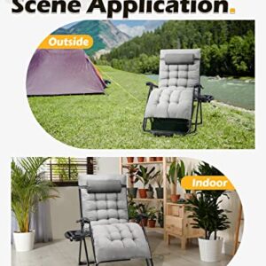 Ezcheer Oversized Zero Gravity Recliner with Cushion, Support 400lbs Outdoor Lawn Patio Lounge Chair, Folding Beach Camping Chair with Cup Holder