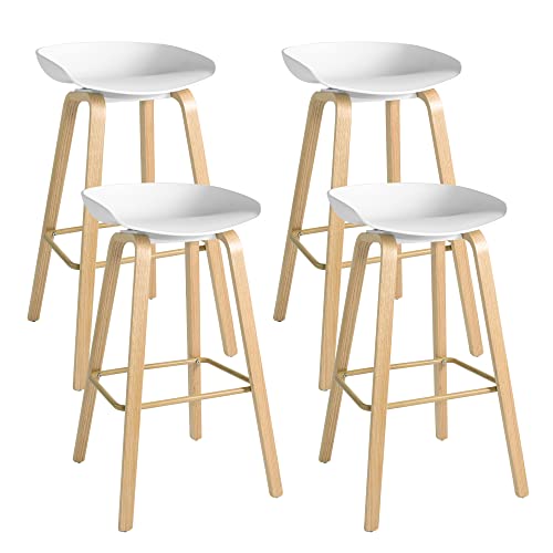 KM Legend 28.7" Bar Stools Chairs Kitchen Island Counter Height Barstools with Wood Legs, Indoor Outdoor, Set of 4