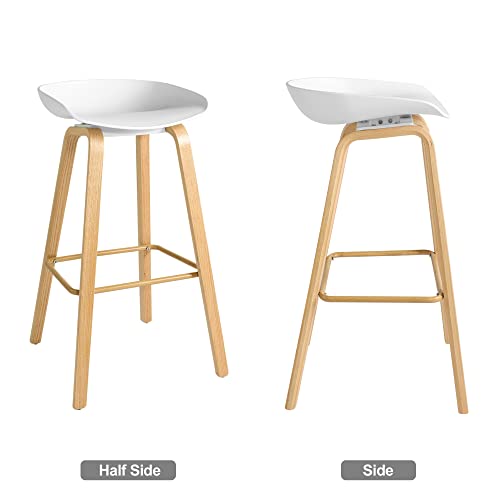 KM Legend 28.7" Bar Stools Chairs Kitchen Island Counter Height Barstools with Wood Legs, Indoor Outdoor, Set of 4