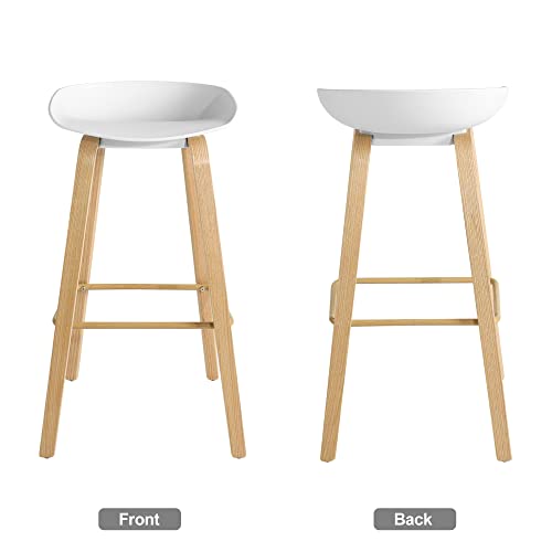 KM Legend 28.7" Bar Stools Chairs Kitchen Island Counter Height Barstools with Wood Legs, Indoor Outdoor, Set of 4