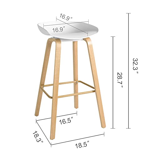 KM Legend 28.7" Bar Stools Chairs Kitchen Island Counter Height Barstools with Wood Legs, Indoor Outdoor, Set of 4