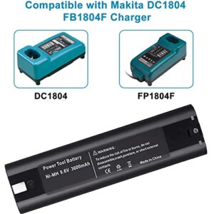 Upgraded 3600mAh Ni-Mh 9.6 Volt Replacement Battery Compatible with Makita 9.6V Battery 9000 9033 193890-9 192696-2 632007-4 6096D 6093D DA391D 6095D 5090D 4390D Cordless Tools Batteries 2-pack