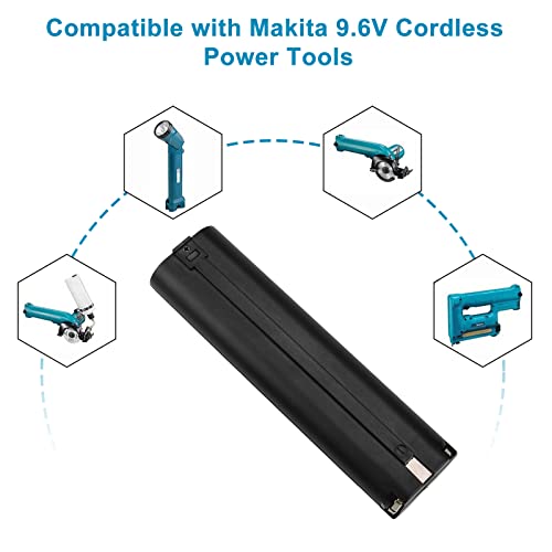 Upgraded 3600mAh Ni-Mh 9.6 Volt Replacement Battery Compatible with Makita 9.6V Battery 9000 9033 193890-9 192696-2 632007-4 6096D 6093D DA391D 6095D 5090D 4390D Cordless Tools Batteries 2-pack