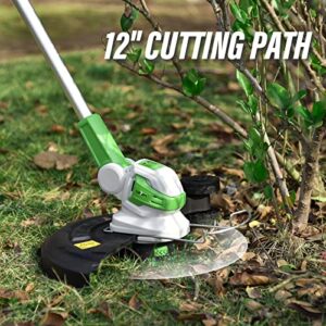 SOYUS Weed Wacker 12 Inch String Trimmer Cordless 20v Electric Weed Wacker, 2 Pcs 2.0Ah Battery Powered Weed Trimmer/Edger, Lightweight Grass Trimmer with 8 Pcs Replacement Spool Trimmer Lines