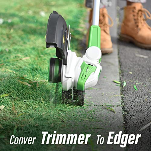 SOYUS Weed Wacker 12 Inch String Trimmer Cordless 20v Electric Weed Wacker, 2 Pcs 2.0Ah Battery Powered Weed Trimmer/Edger, Lightweight Grass Trimmer with 8 Pcs Replacement Spool Trimmer Lines